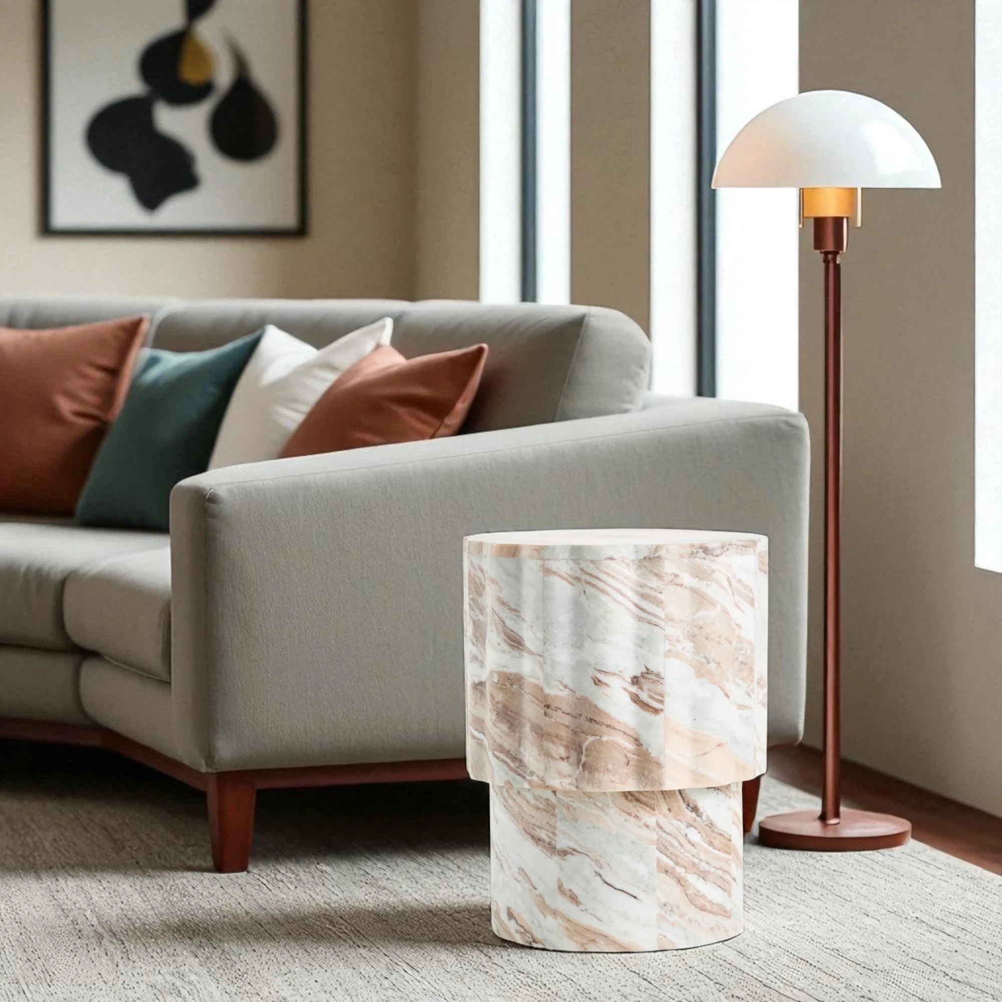 Jolie Marble Side Table Fantasy Brown – Luxury Handicraft
