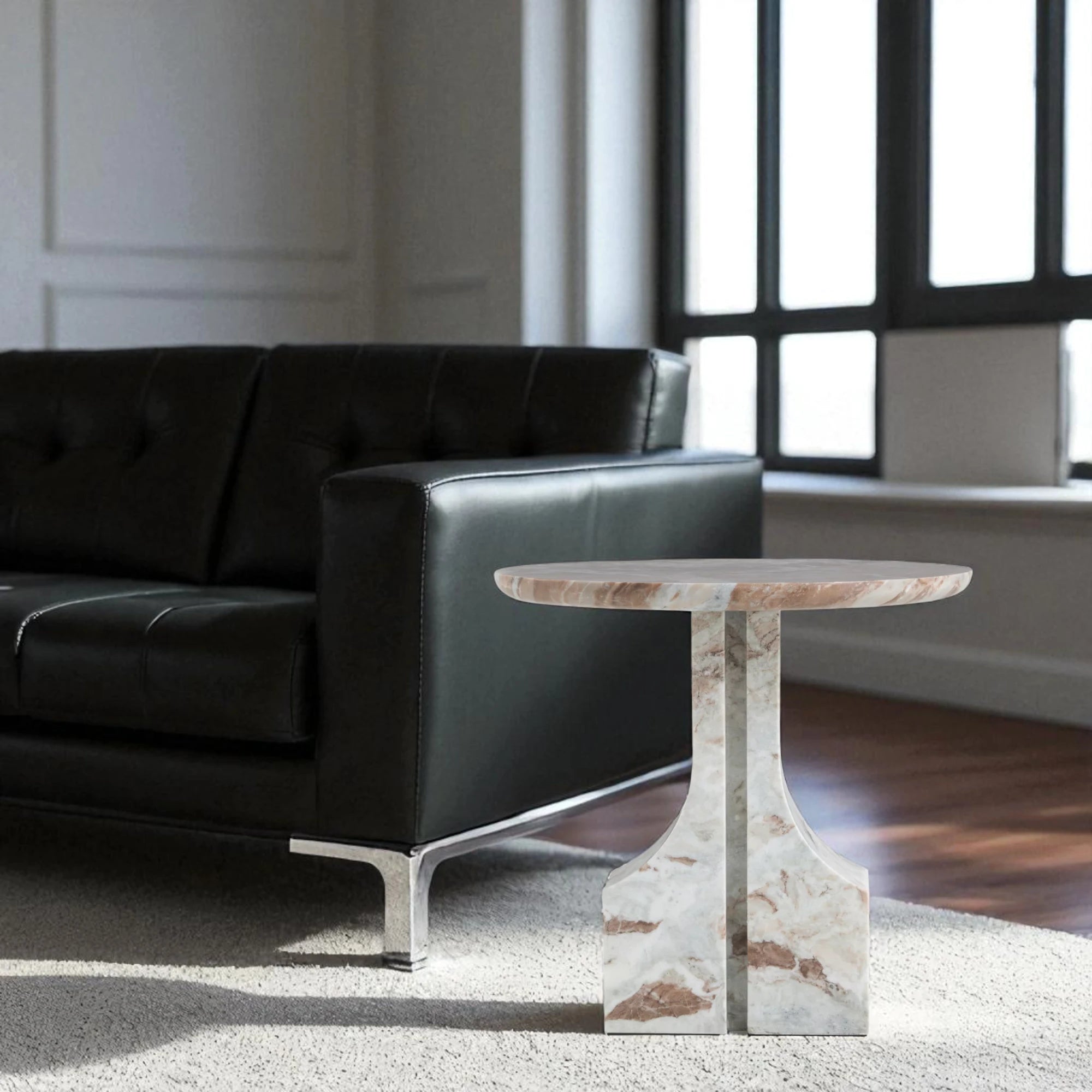Leo Marble Side Table Fantasy Brown – Luxury Handicraft
