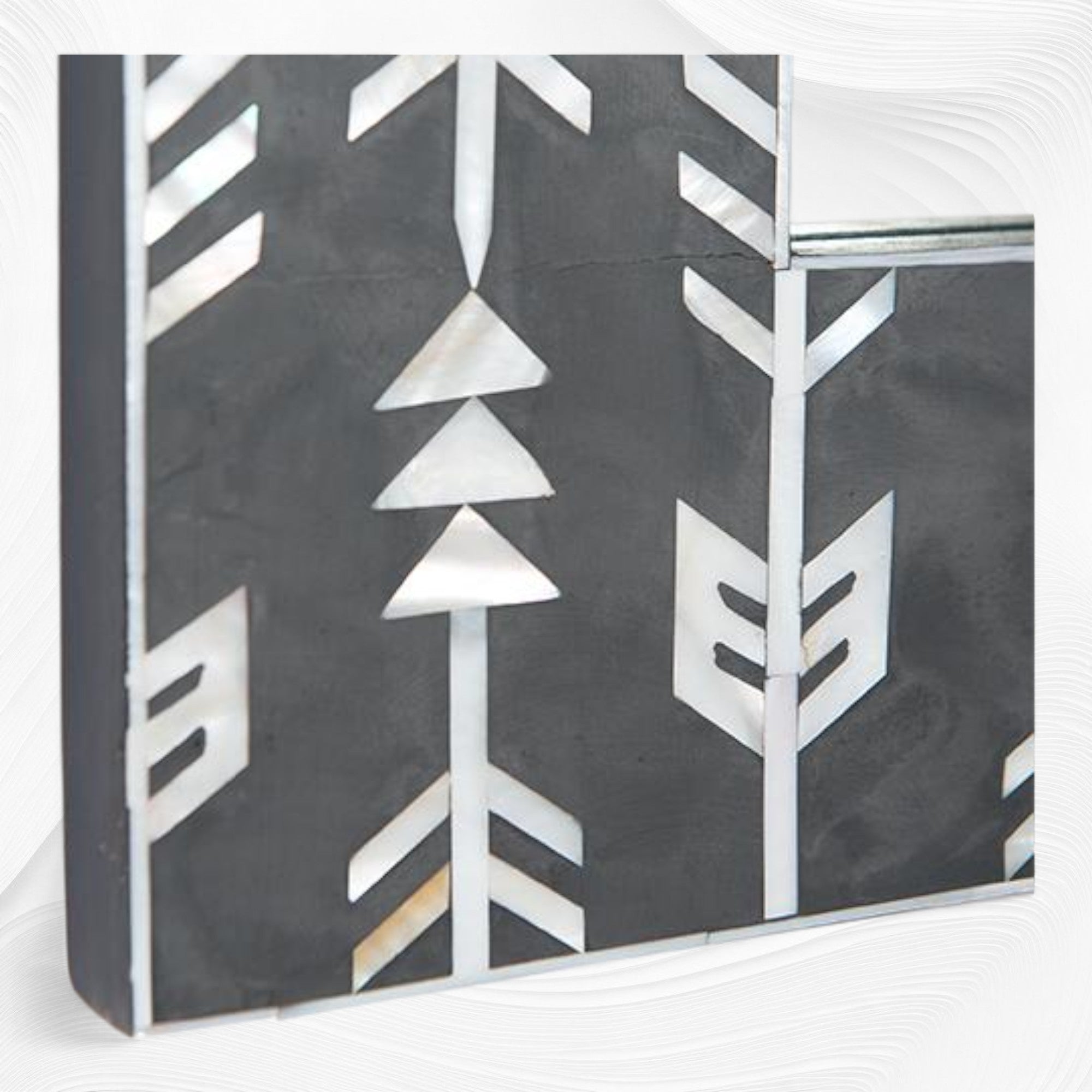 Mother Of Pearl Inlay Arrow Mirror Black – Luxury Handicraft
