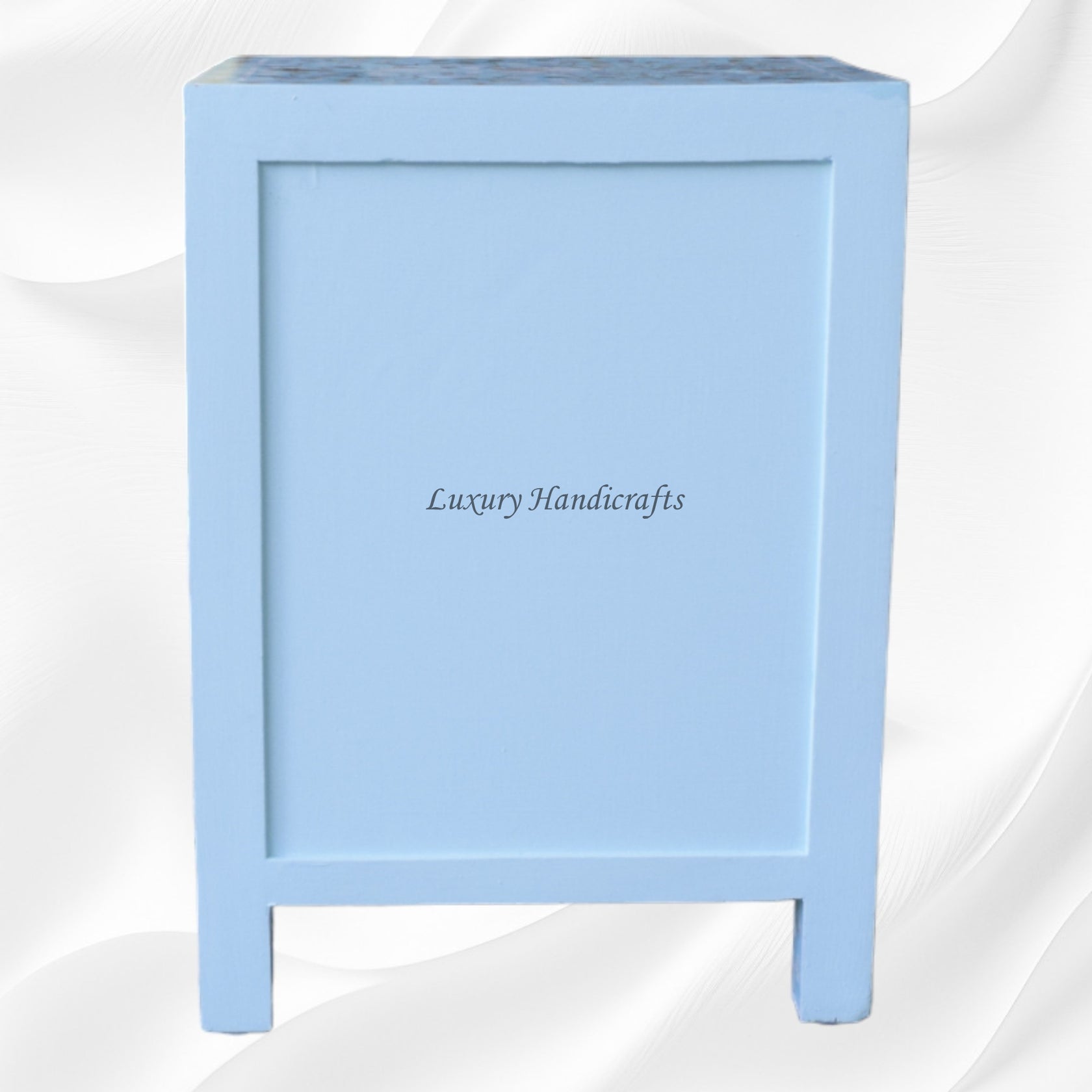 MOP Floral 1 Drawer 2 Door Bedside Table Turquoise – Luxury Handicraft