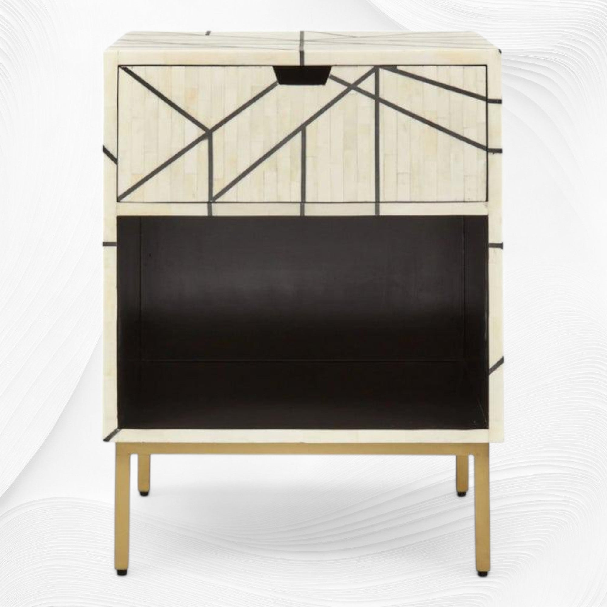 Nola Full Bone Inlay Bedside 1 Drawer Ready – Luxury Handicraft