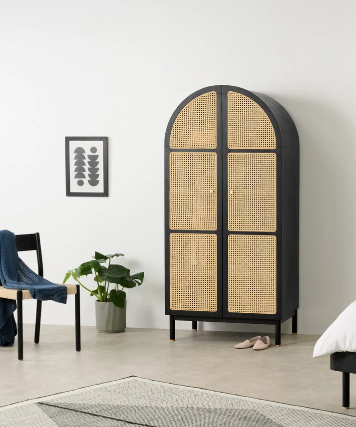 Rocky Rattan Solid Wood Wardrobe – Luxury Handicraft