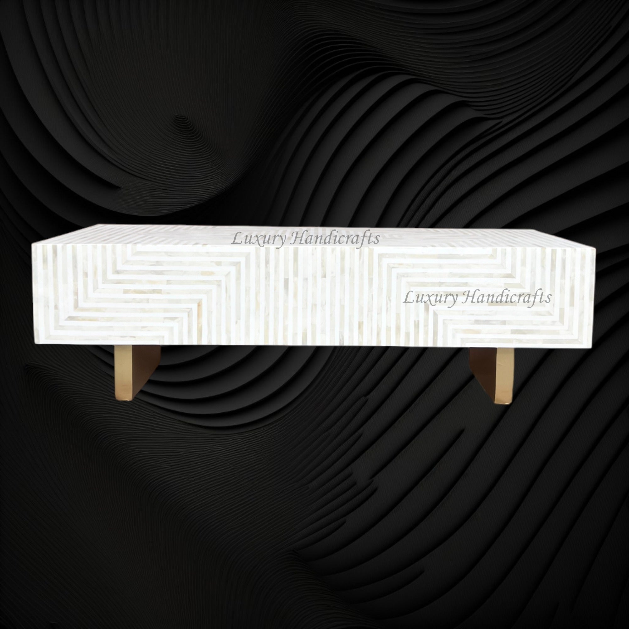 Stripe Bone Inlay Coffee Table White | Bone Inlay Centre Table – Luxury ...