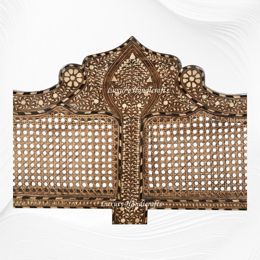 Teakwood Bone Inlaid Cane Daybed – Luxury Handicraft