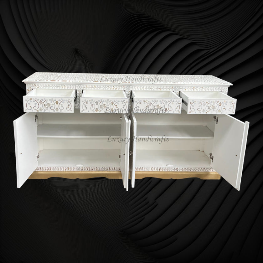 Arabic Mother Of Pearl Inlay Cabinet White – Luxury Handicraft