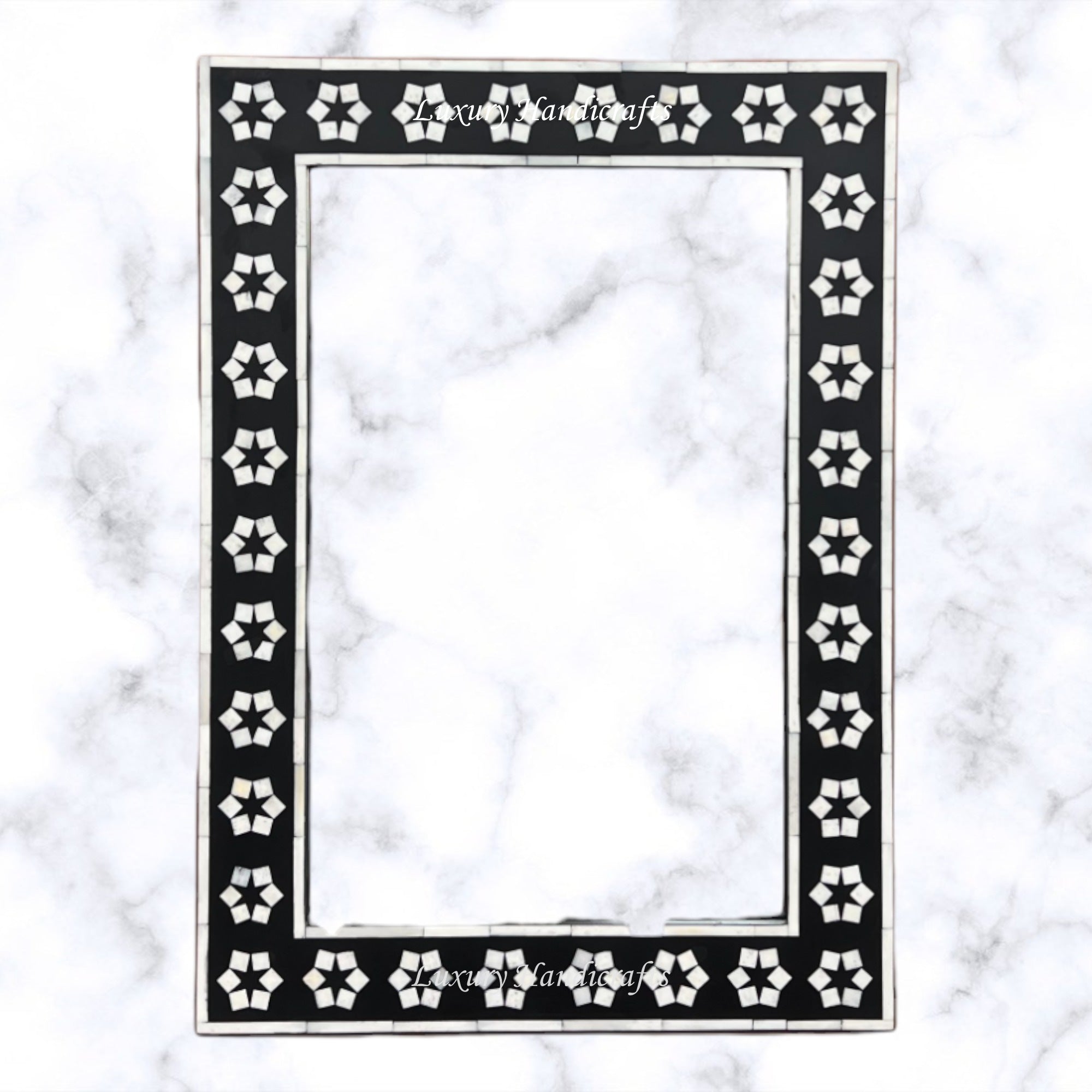 Black Bone Inlay Zahra Mirror | Large Bone Inlay Mirror – Luxury Handicraft
