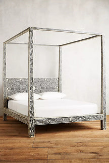 Bone Inlay Four Poster Bed Black – luxuryhandicrafts