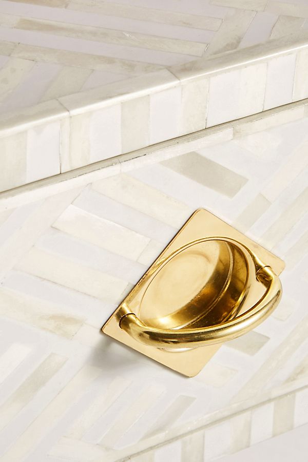 Optical Bone Inlay 1 Drawer Bedside White – luxuryhandicrafts