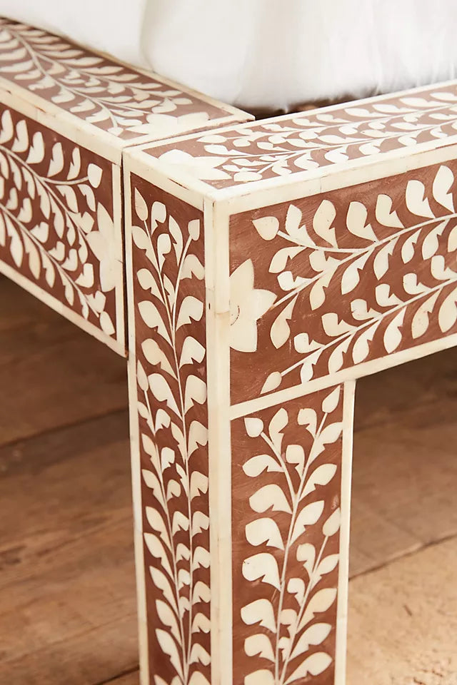 Cozy Bone Inlay Bed Brown – luxuryhandicrafts