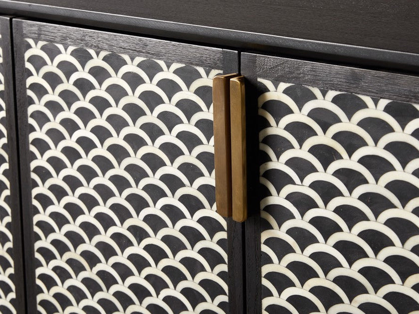 Fishscale Bone Inlay Bar Cabinet Black – Luxury Handicraft