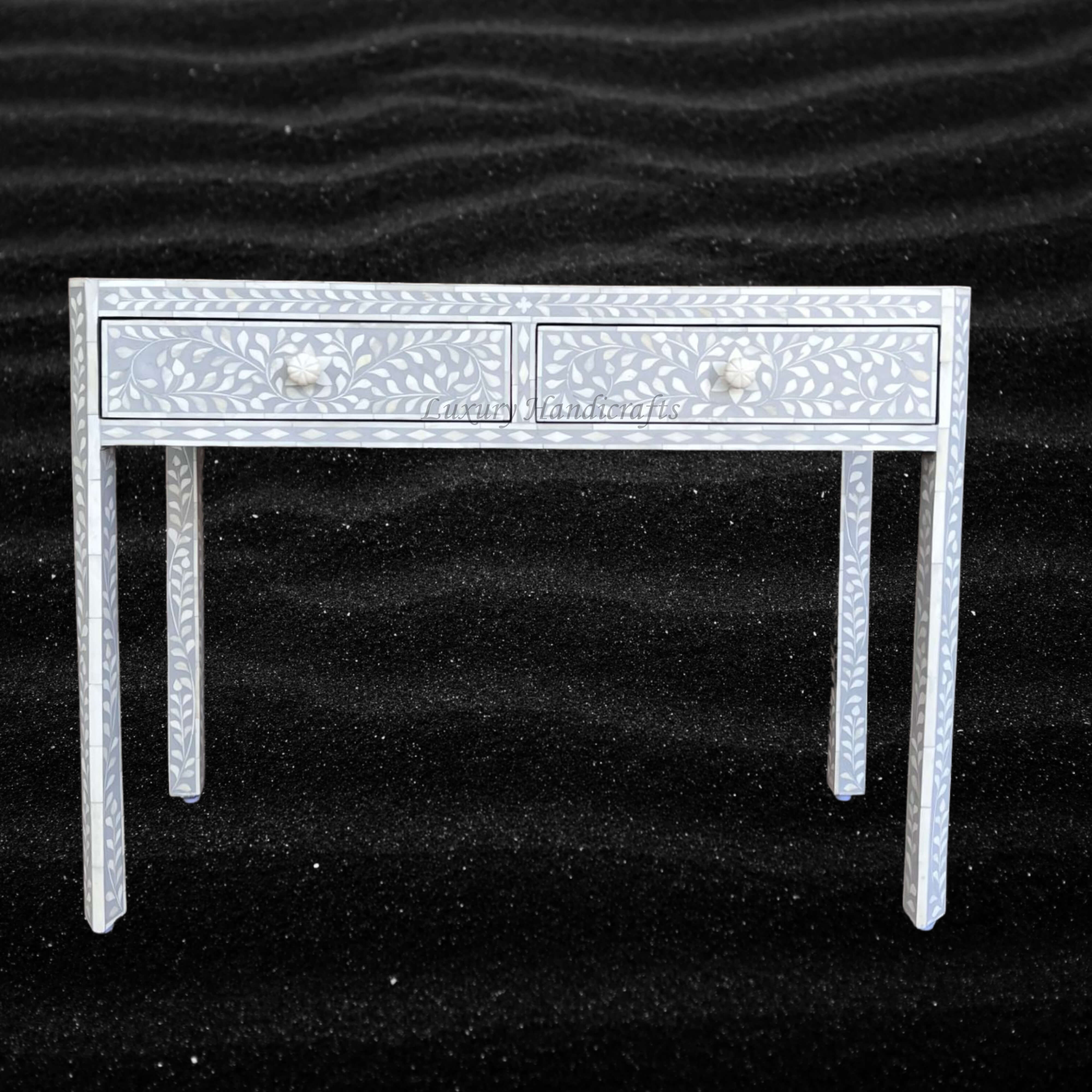 FUSION Floral Bone Inlay Console Grey – Luxury Handicraft