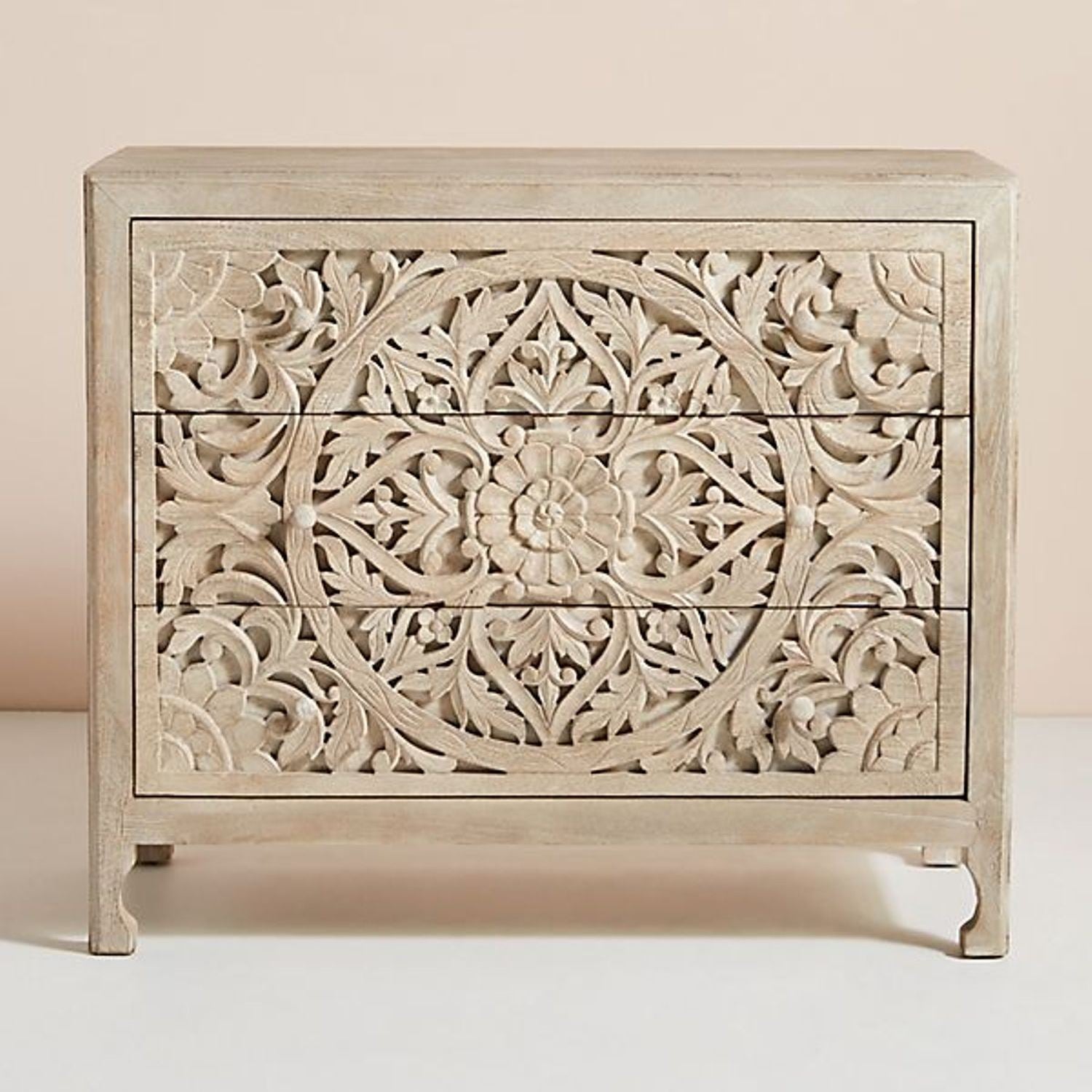 Luxury Handcarved Lombok 3 Drawer Dresser White Wash – Luxury Handicraft