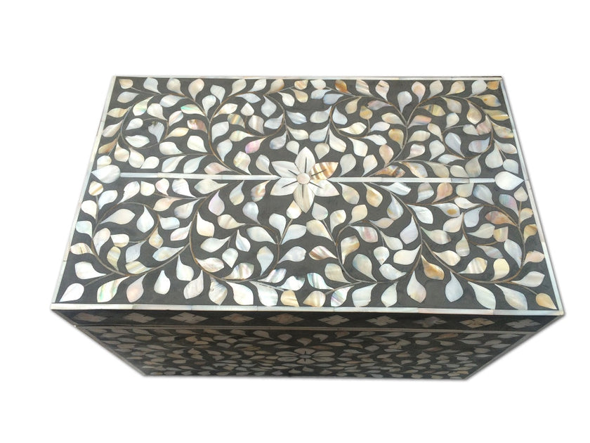 Mother Of Pearl Inlay Jewelry Box Dark Grey – luxuryhandicrafts