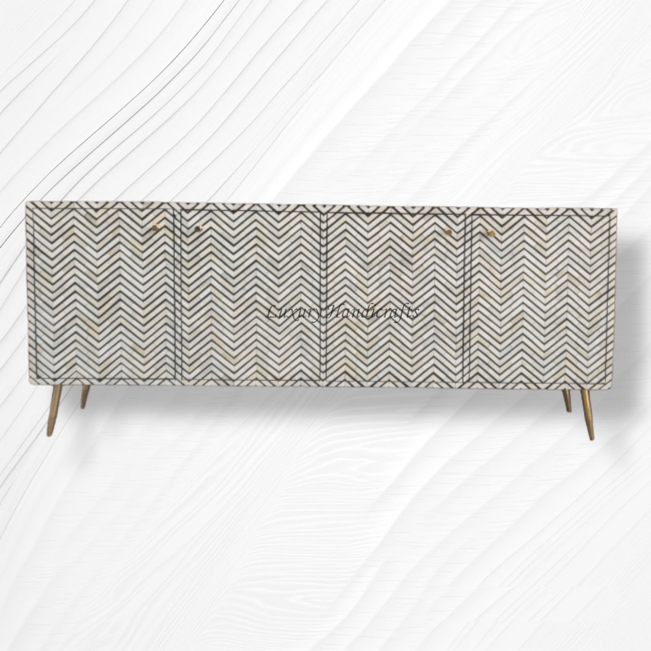 Bone Inlay Media Console | Bone Inlay TV Unit – Luxury Handicraft