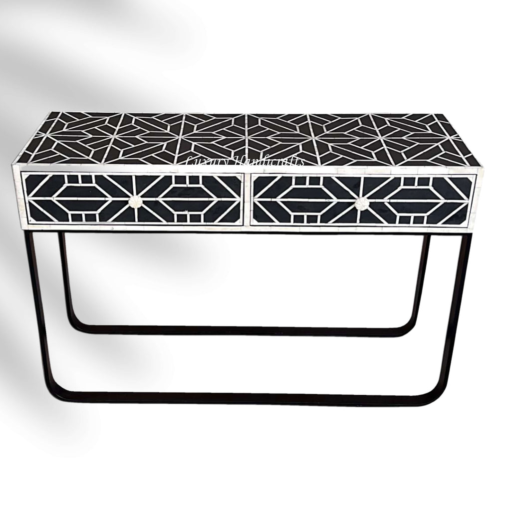 FUSION Curvy Geometric Bone Inlay Desk Black – luxuryhandicrafts