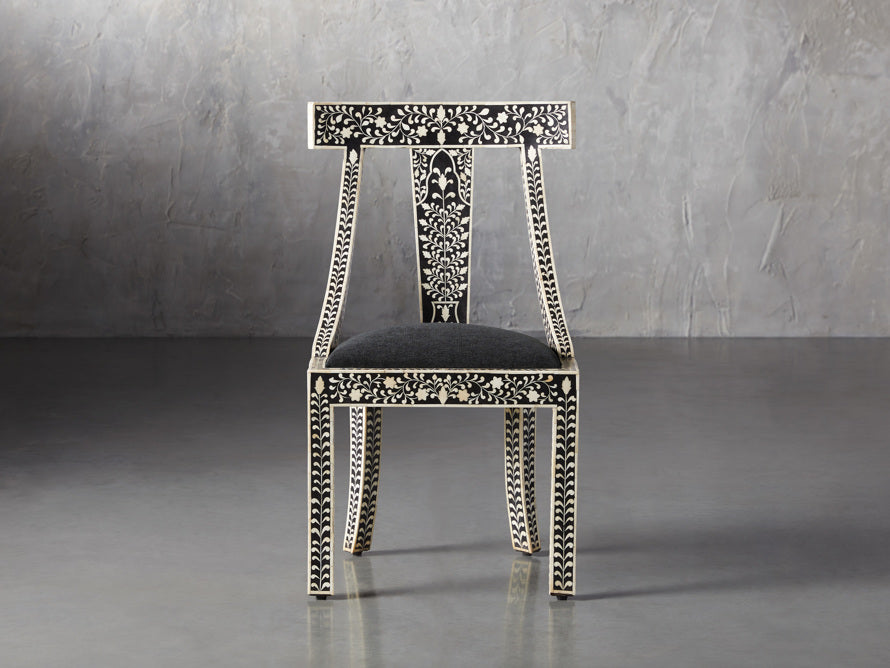 Bone Inlay Moroccan Chair Black – luxuryhandicrafts
