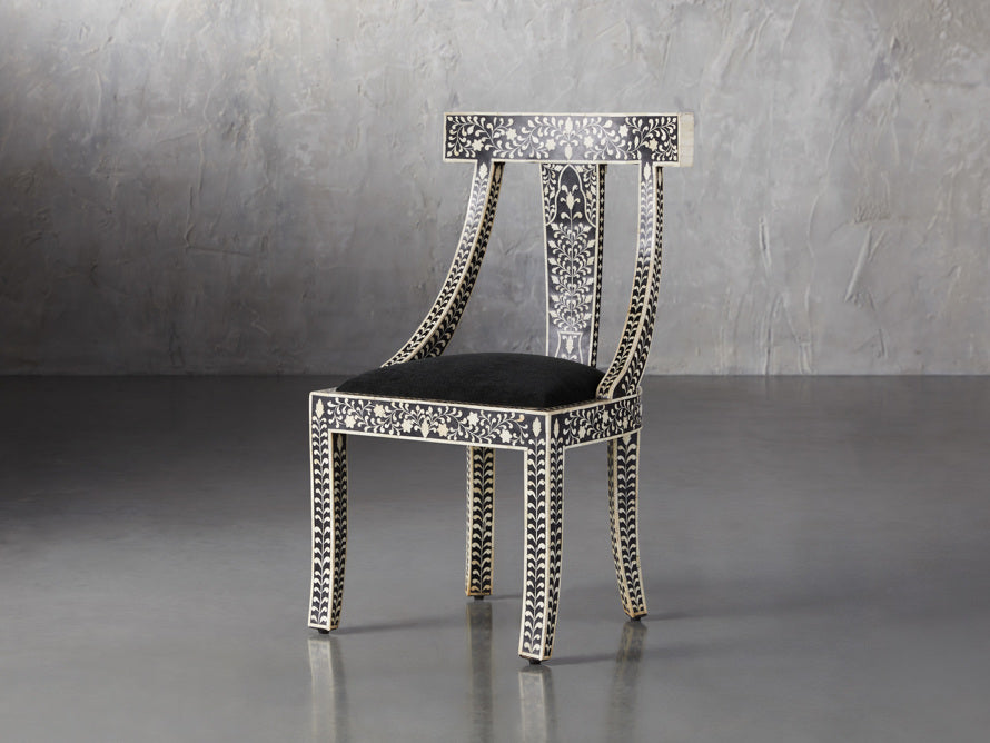 Bone Inlay Moroccan Chair Black – luxuryhandicrafts