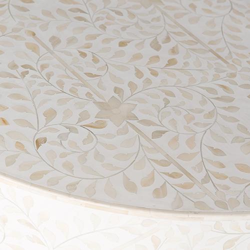 White Bone Inlay Center Table With Brass – luxuryhandicrafts